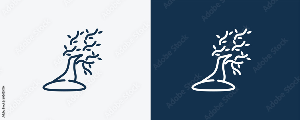 wind bending tree icon. Outline wind bending tree, wind icon from ...
