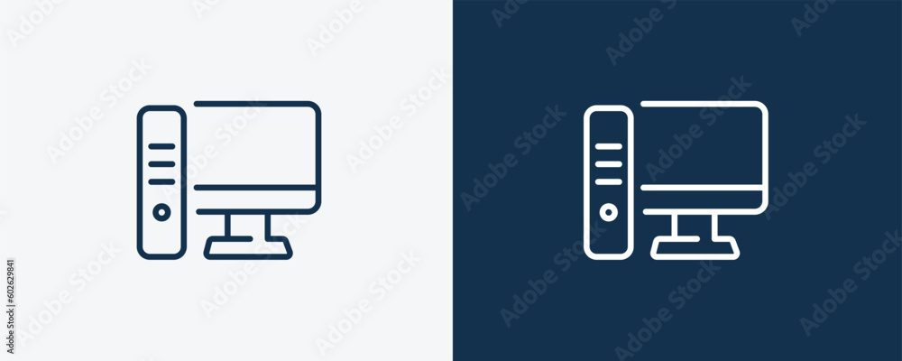 workstation icons. Outline workstation, office icon from computer and ...