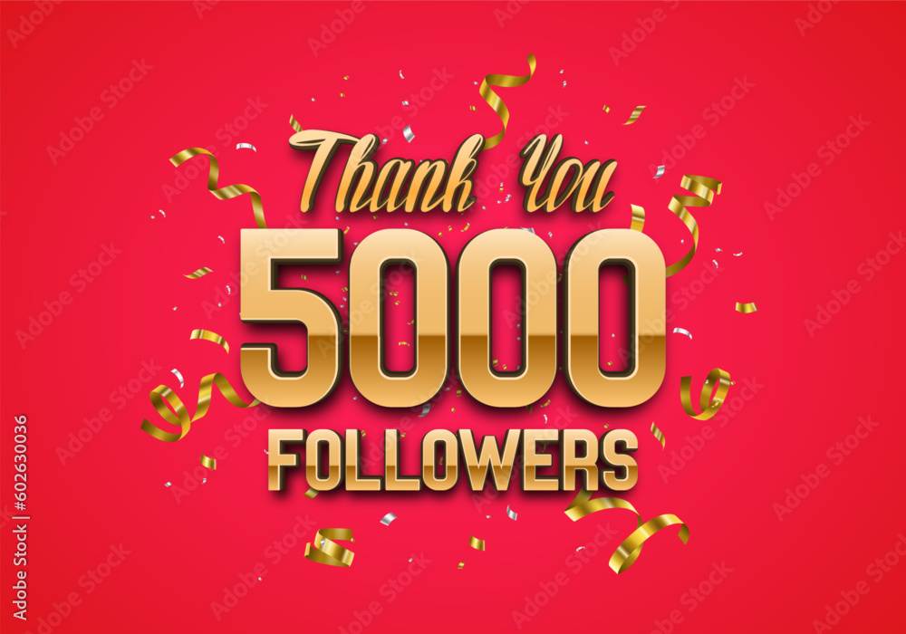 5000 followers. Poster for social network and followers. Vector template for your design. Stock ...