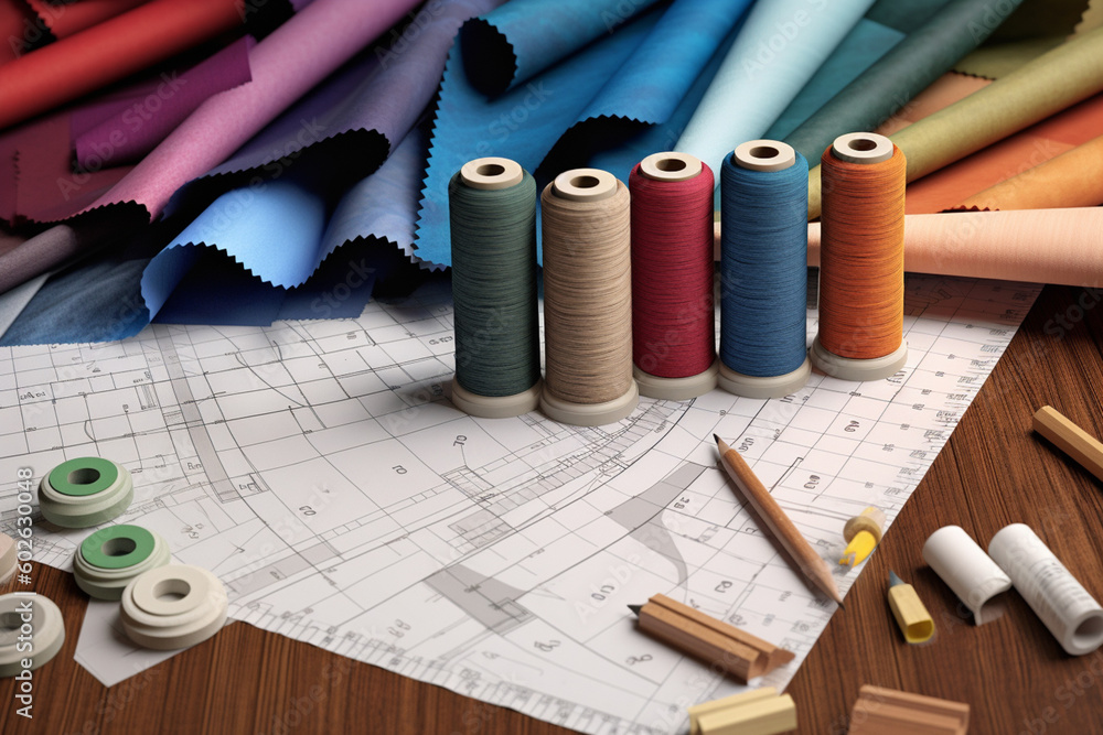 An image of a sewing pattern and fabric swatches, symbolizing the art ...