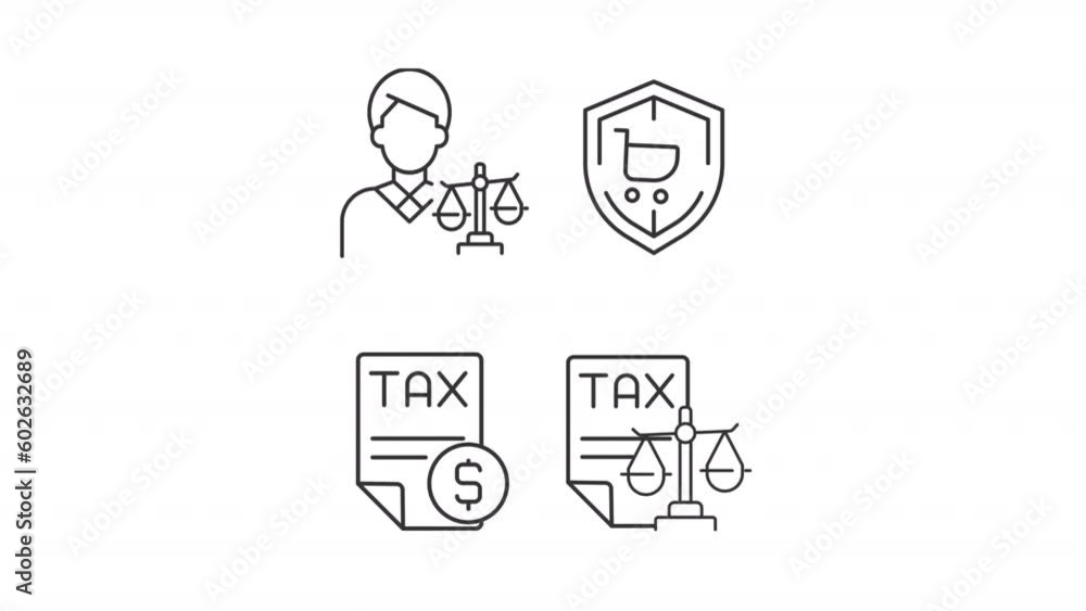 Taxation icons animation. Animated line tax payment. Financial law ...
