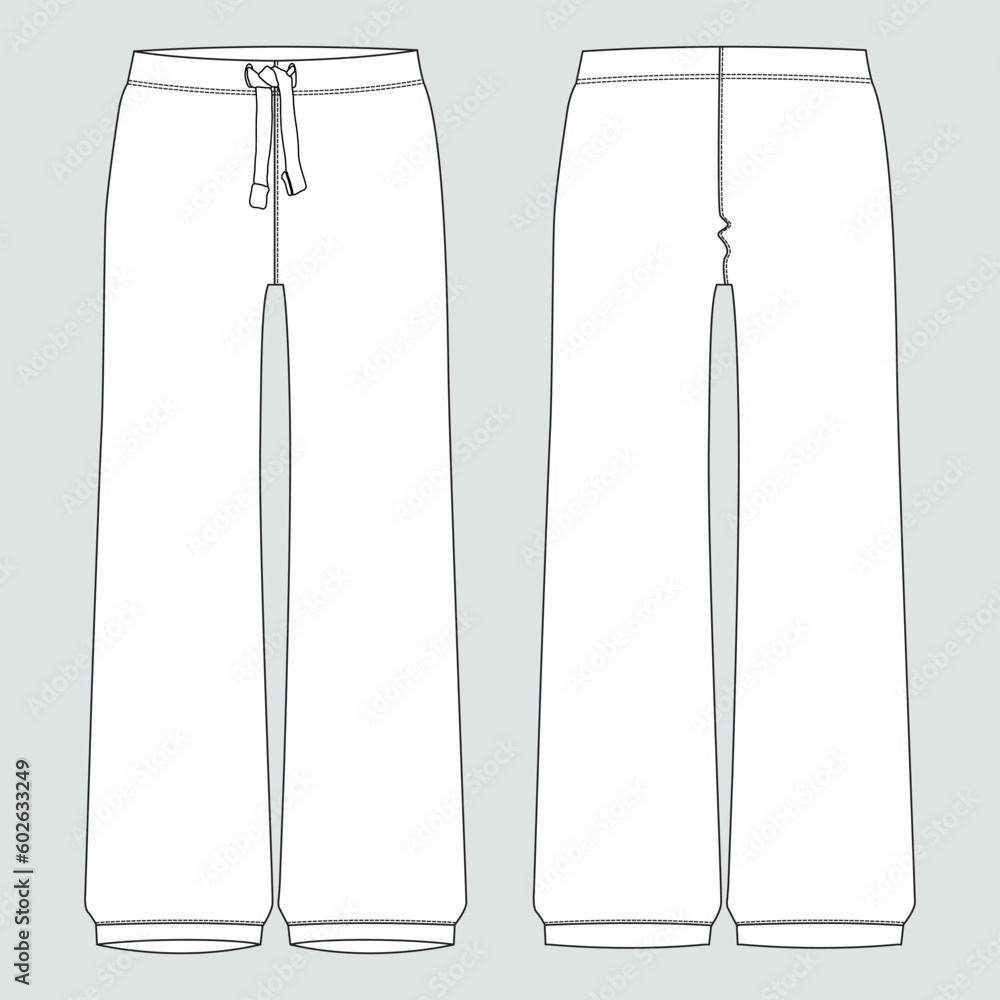 Ladies pajama technical drawing fashion flat sketch vector illustration ...