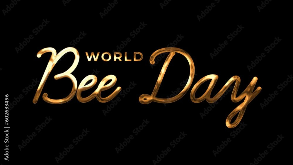 World Bee Day text animation with bee in gold color alpha channel with ...