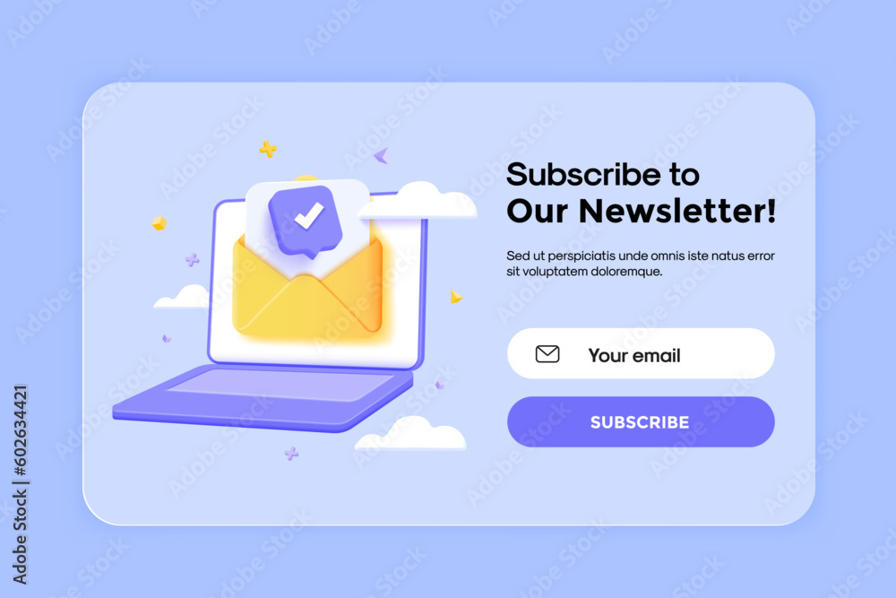 Subscribe to newsletter banner template with laptop and letter envelope ...