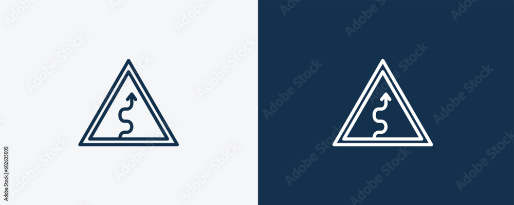 curvy road warning sign icon. Outline curvy road warning sign icon from ...