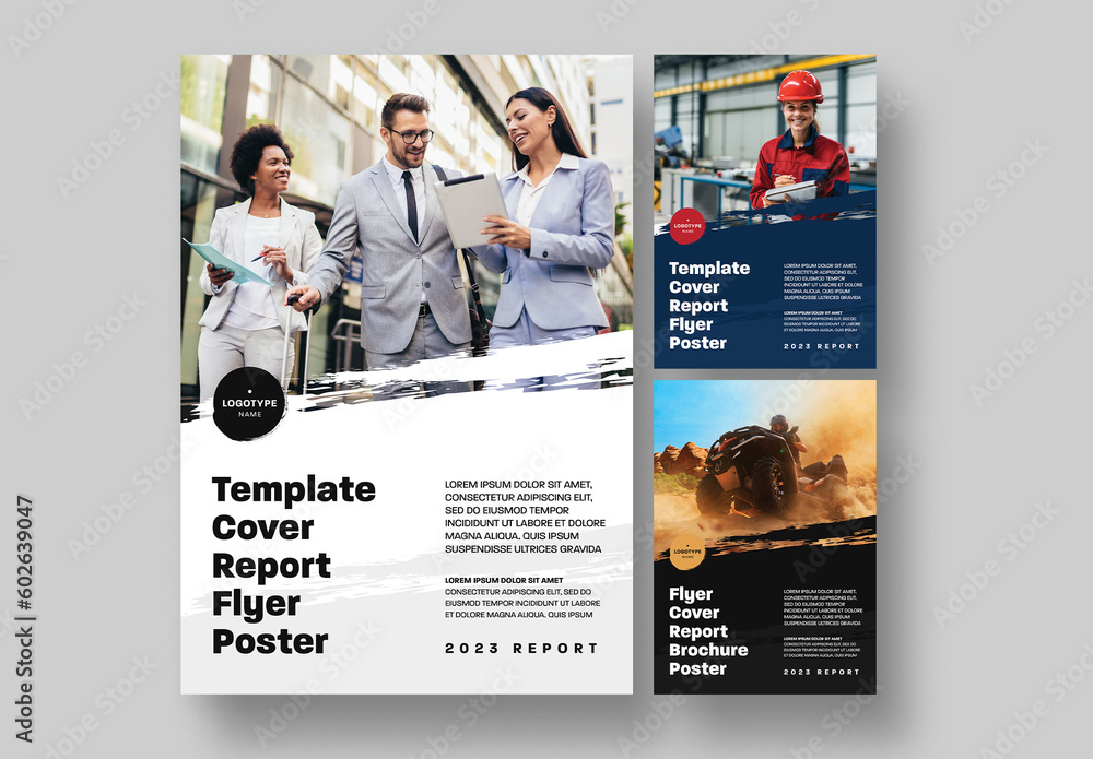 Universal flyer, poster or cover layout with grunge diagonal elements ...