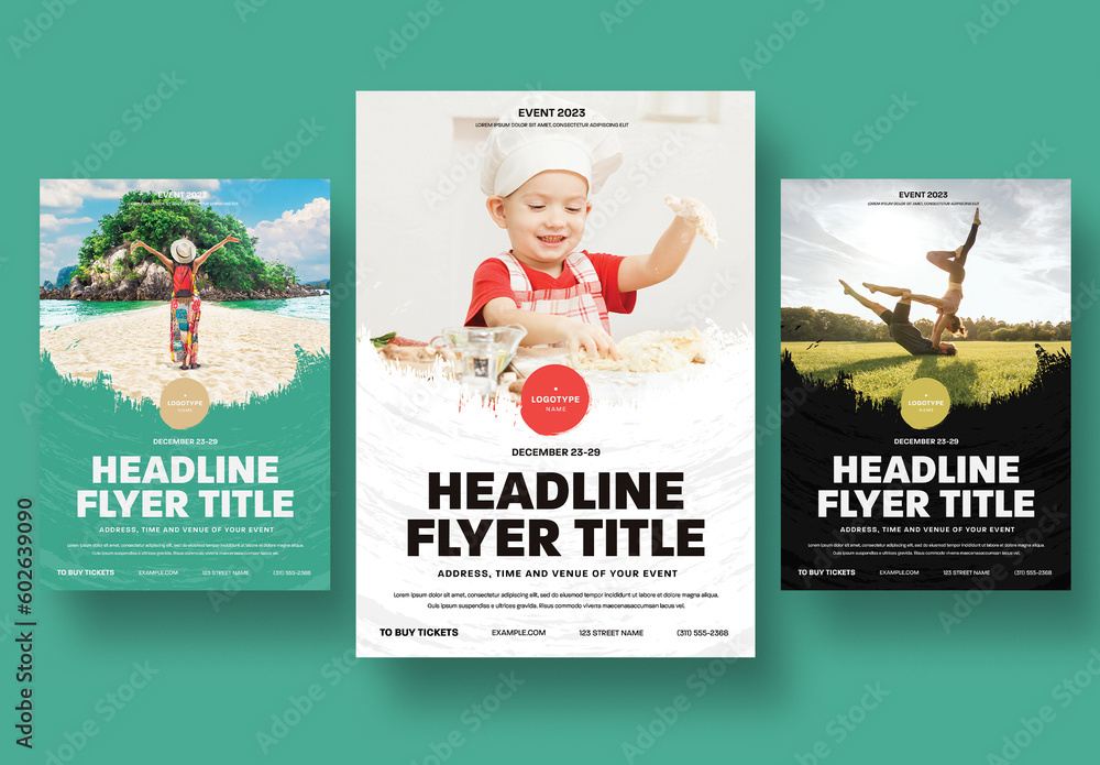 Universal flyer, poster or cover layout with grunge semicircle elements ...
