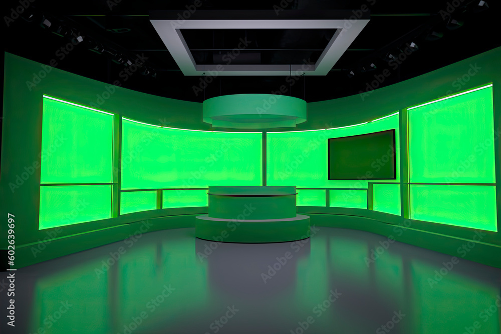 VirtualTV Studio Set. green screen background. 3d Rendering Virtual set ...