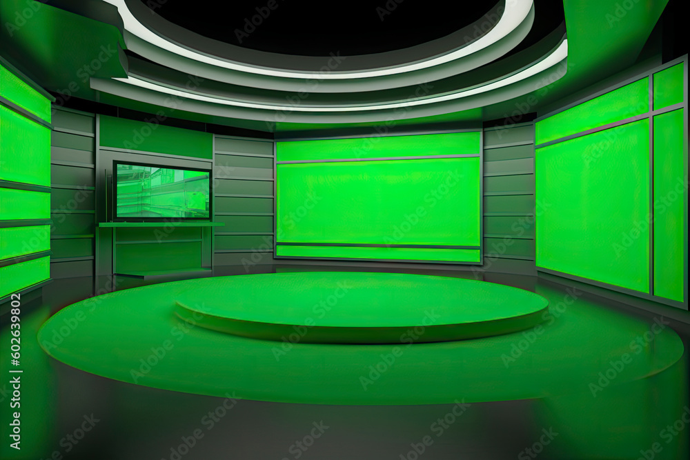VirtualTV Studio Set. green screen background. 3d Rendering Virtual set ...