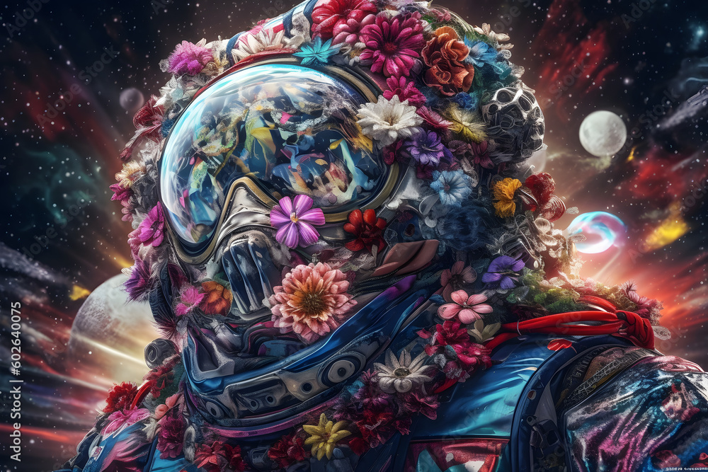 android robot in space. Alien cyborg. Neural network AI generated art ...