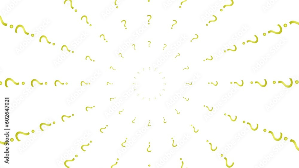 Animated increasing golden question mark circles from the center ...