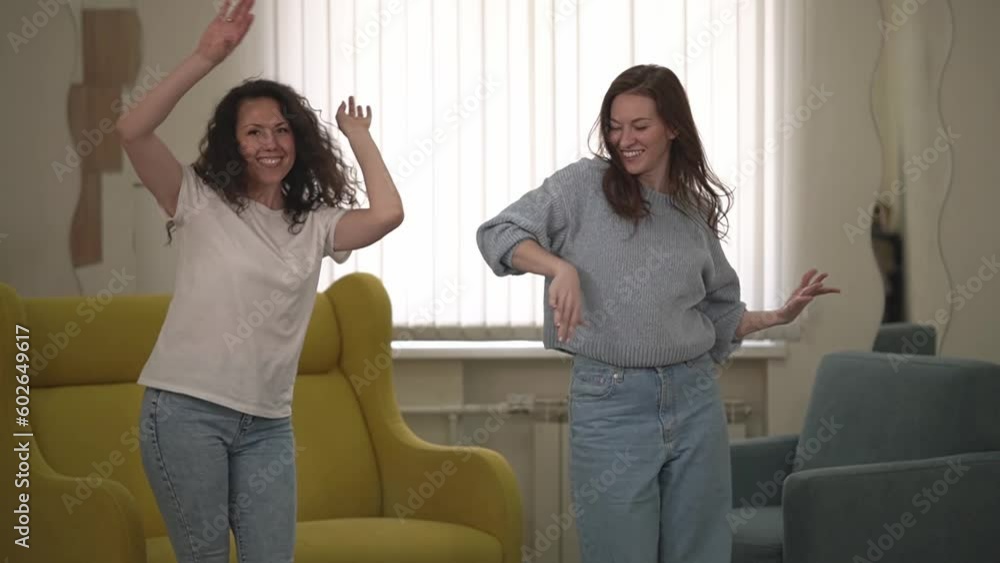 two women dance at home. house dances. High quality Full HD video ...