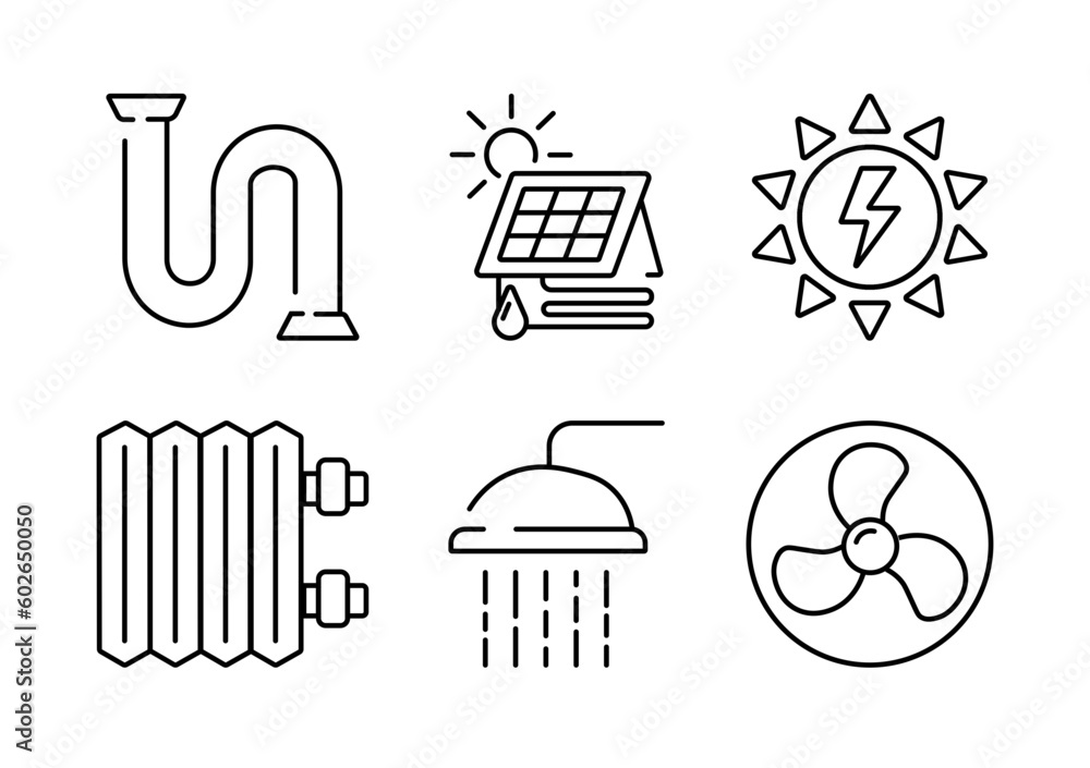 Vector Set - Icons - Sanitär Heizungsbau Klima Stock Vector | Adobe Stock