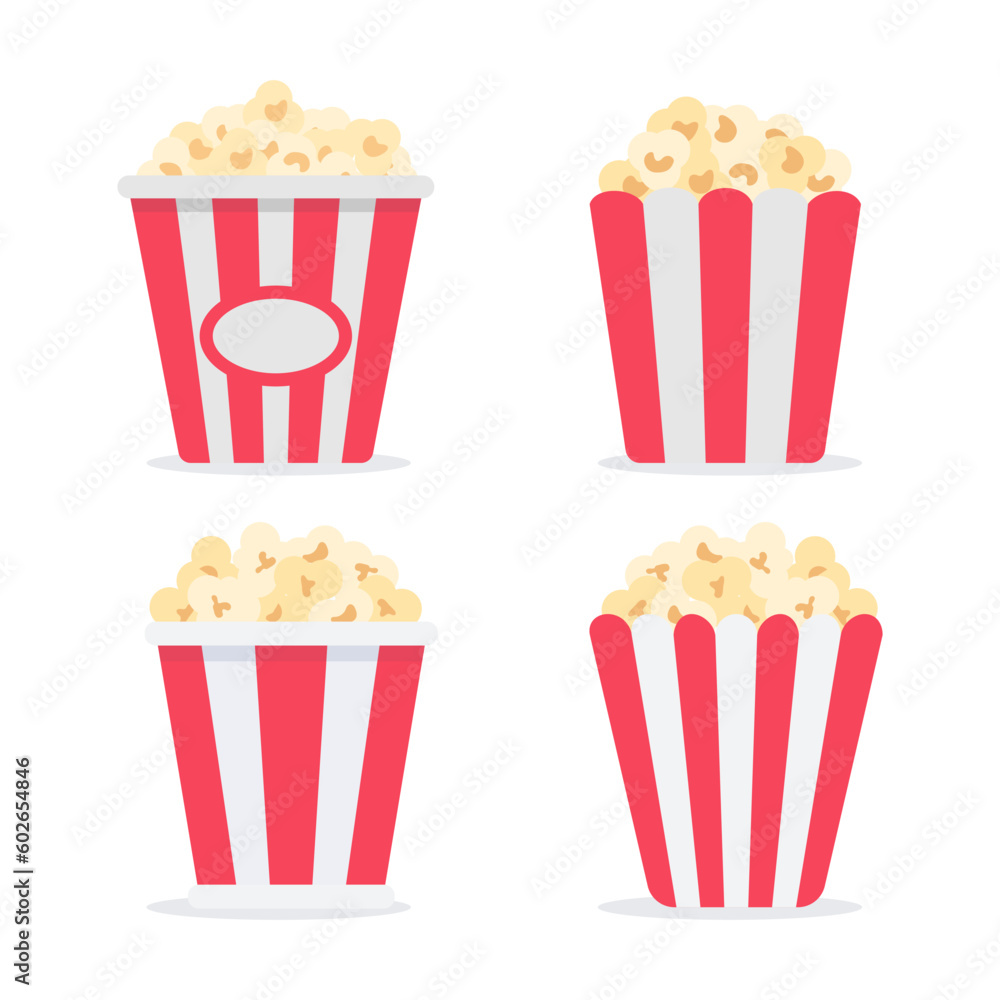 Popcorn in a red and white paper cup Snacks while watching movies in ...
