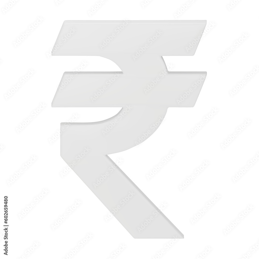 White Indian Rupee currency symbol isolated on white background. White ...