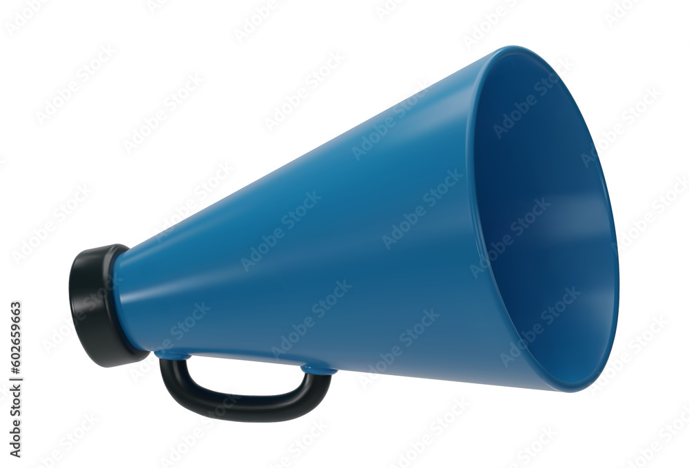 Blue Megaphone icons isolated on white background. 3d megaphone speaker ...