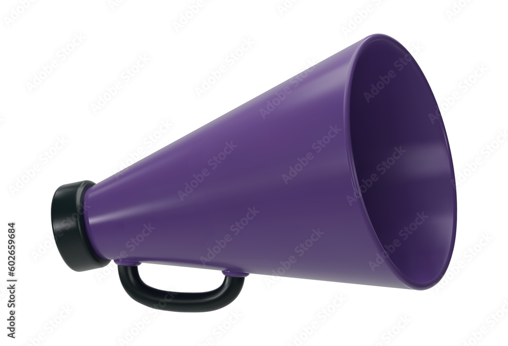Purple Megaphone icons isolated on white background. 3d megaphone ...