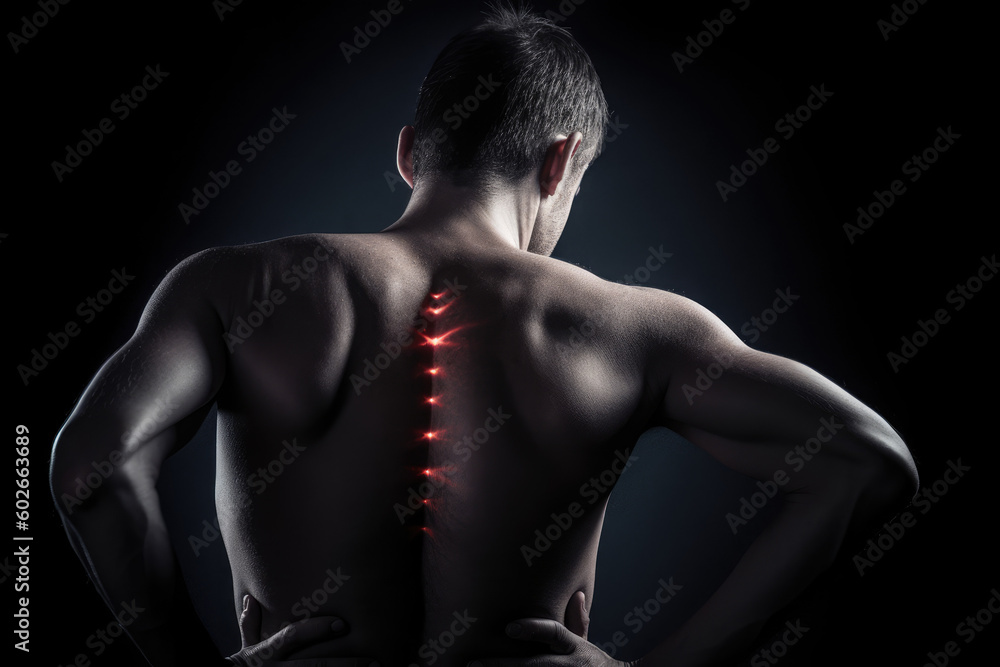 Overcoming Postural Issues. Man with poor posture and back pain in a ...