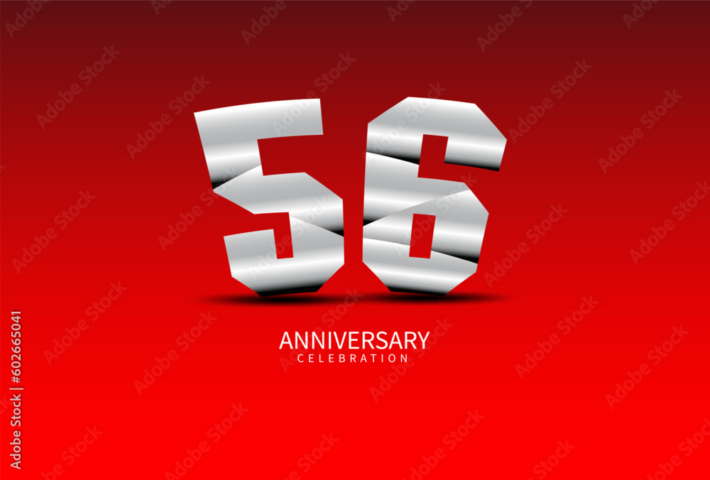 56 Year Anniversary Celebration Logo silver vector, 56 Number Design ...