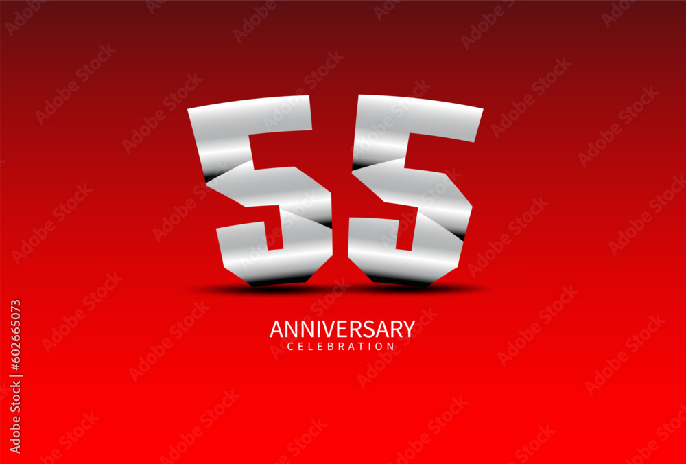 55 Year Anniversary Celebration Logo silver vector, 55 Number Design ...