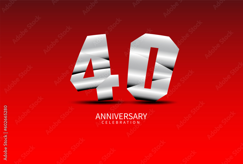 40 Year Anniversary Celebration Logo silver vector, 40 Number Design ...