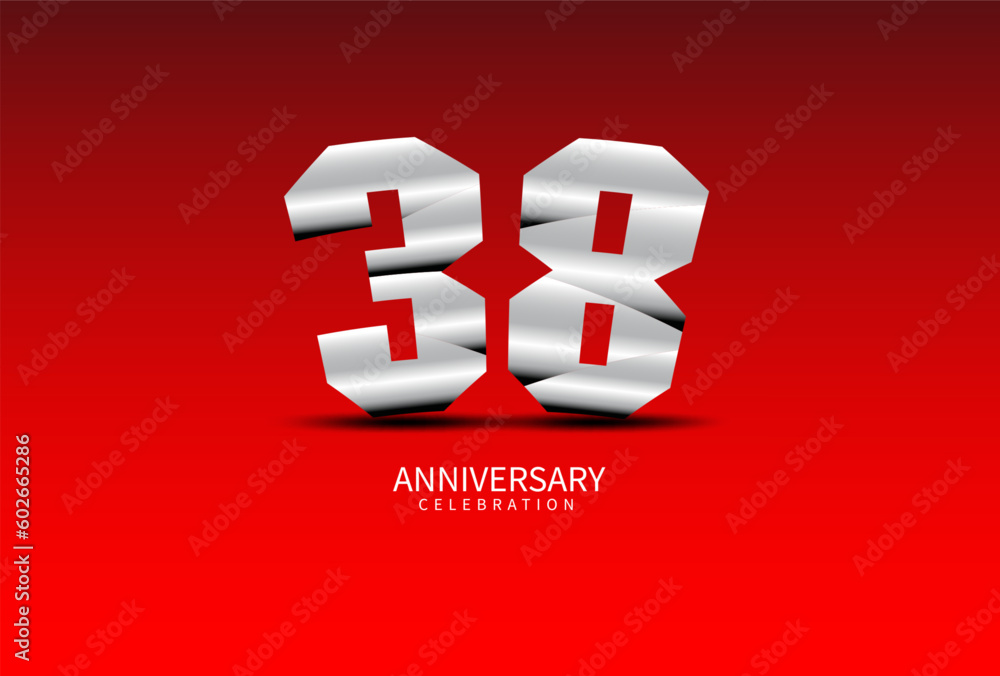 38 Year Anniversary Celebration Logo silver vector, 38 Number Design ...