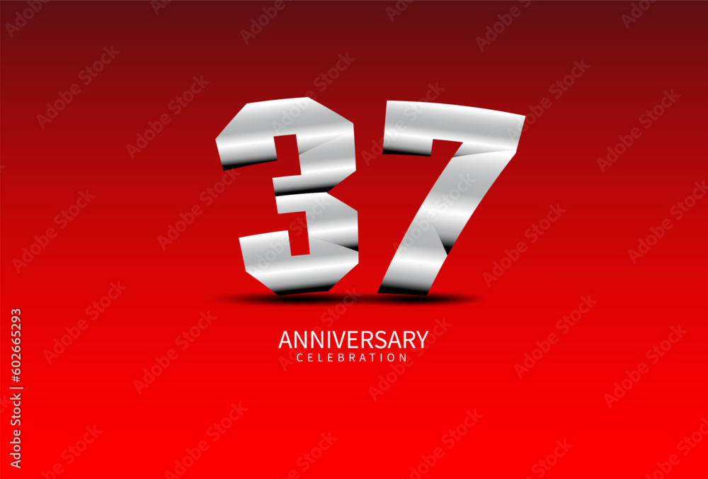 37 Year Anniversary Celebration Logo silver vector, 37 Number Design ...