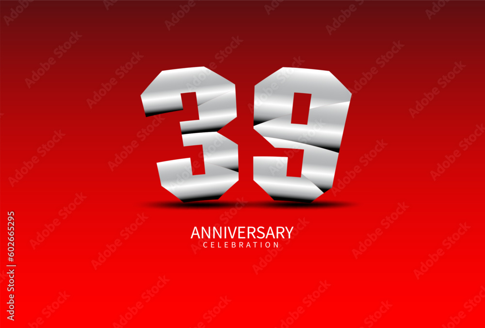 39 Year Anniversary Celebration Logo silver vector, 39 Number Design ...