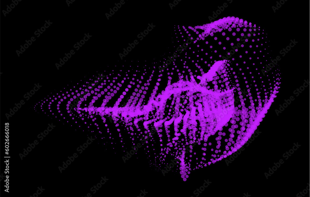 3d Dynamic Node Of Big Data Dots Science Wave Infinity Sinusoid Line From Particles Swirl Hill