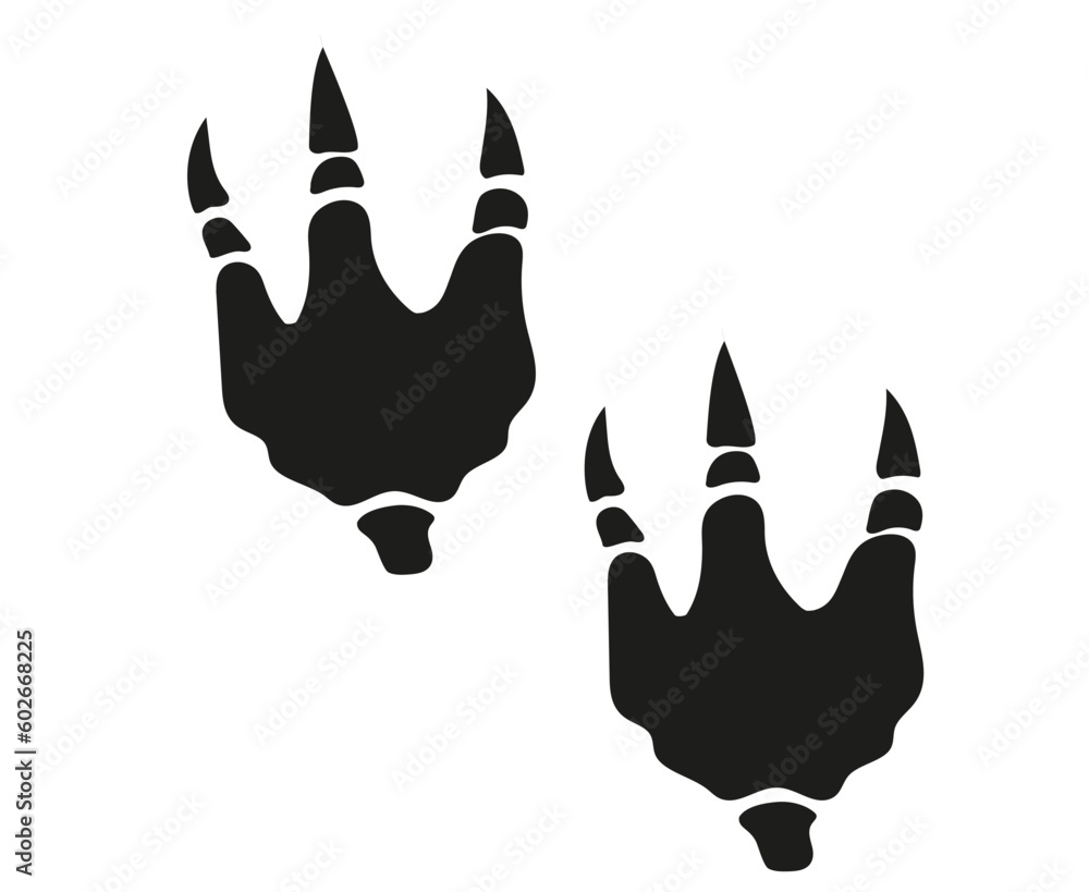 Hand drawn dragon paw tattoo. Dinosaur footprint silhouette vector ...