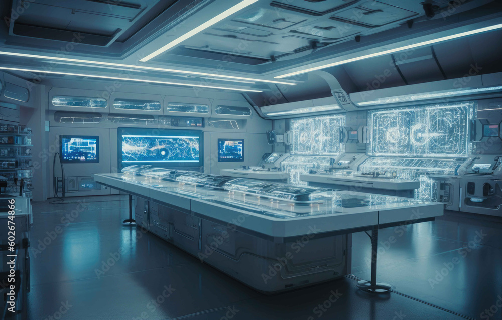 Futuristic sci - fi boardwalk lab interior design by Star Wars made ...