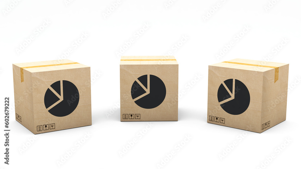 Kraft box stamped with an icon: graphic. Cardboard package made in 3D ...