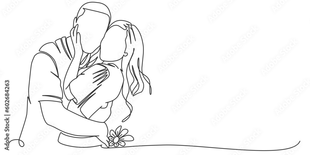 Engagement couple line art style vector illustration Stock Vector ...