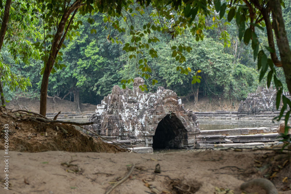 Neak Poan or Neak Pean, is an artificial island with a Hindu temple on ...