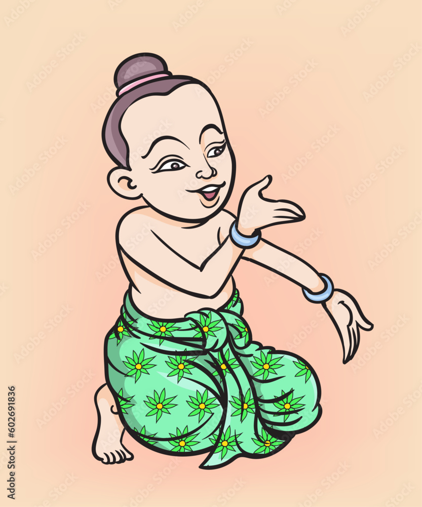 Thai traditional dance, Thai children, Thai cartoons. pop art retro ...