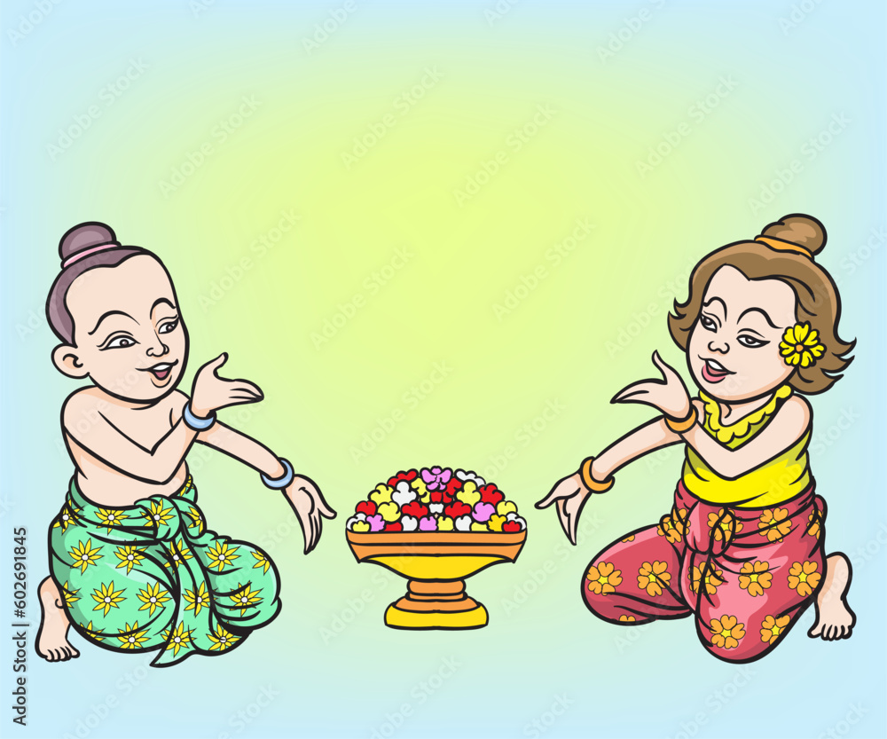 Thai traditional dance, Thai children, Thai cartoons. pop art retro ...