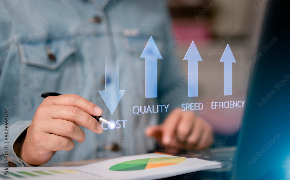 Cost Management. Cost reduction business finance concept on virtual ...