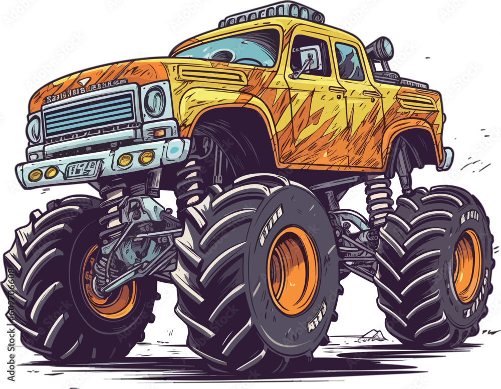 Monster truck cartoon illustration Stock Vector | Adobe Stock