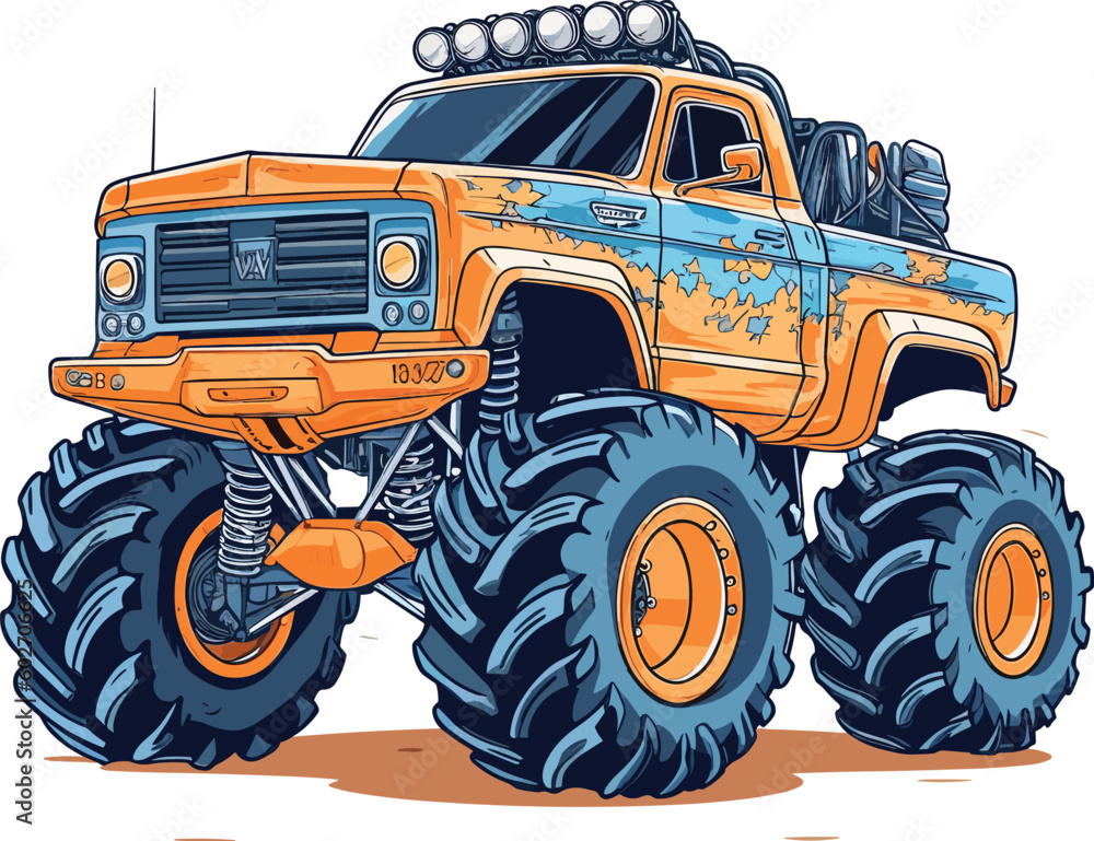 Monster truck cartoon illustration Stock Vector | Adobe Stock