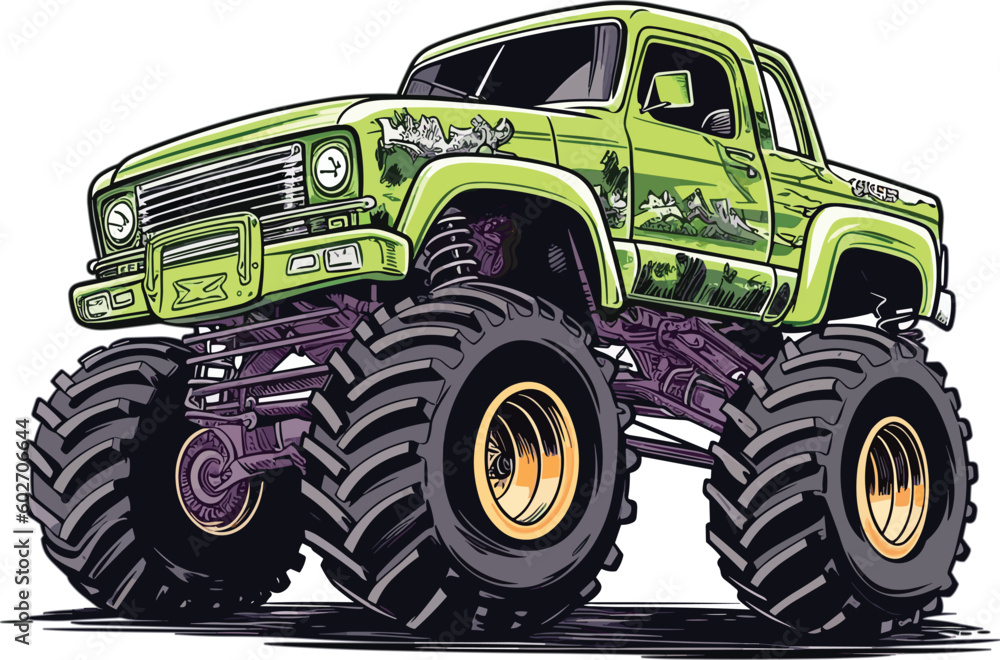 Monster truck cartoon illustration Stock Vector | Adobe Stock