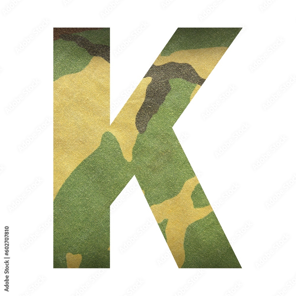letter of K fill with army design on white background, word of K army ...