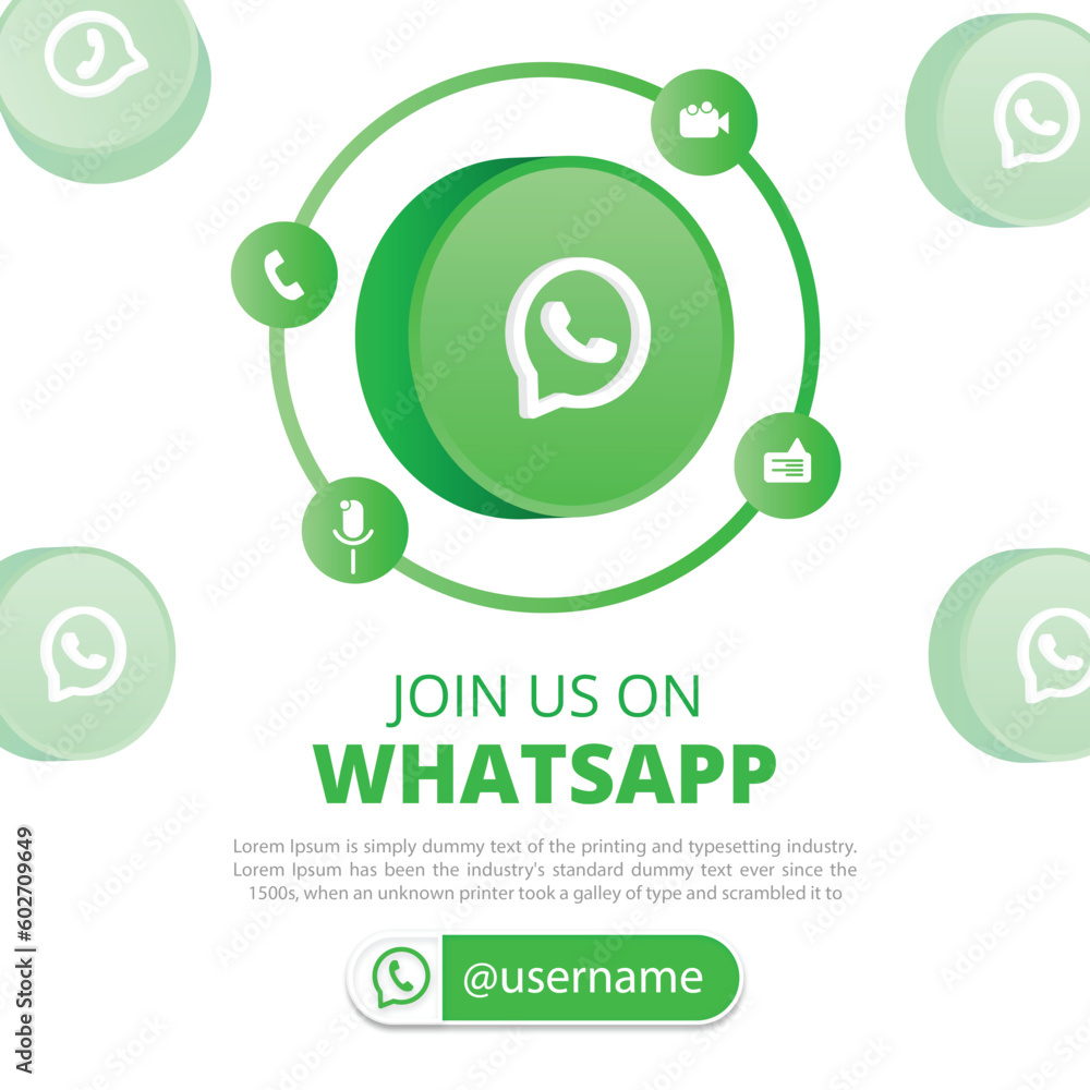 Join us on WhatsApp social media banner with a 3d round circle.WhatsApp ...