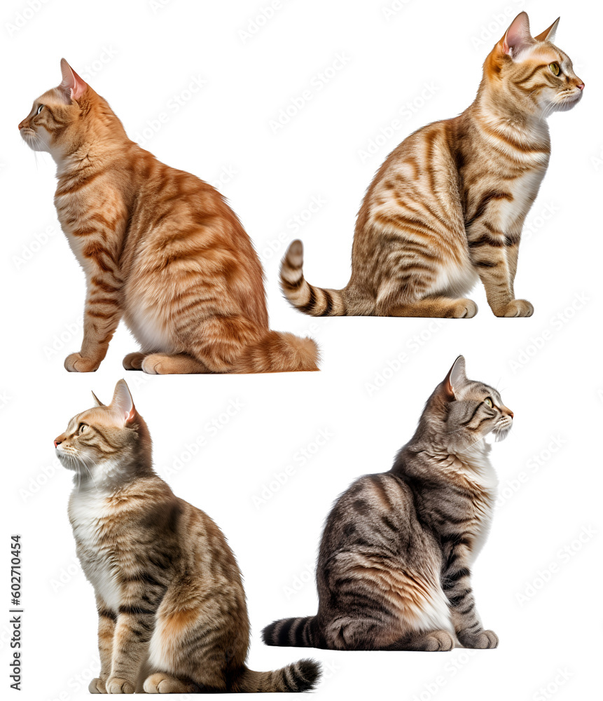 Cat kitty kitten, many angles side view full body isolated on ...