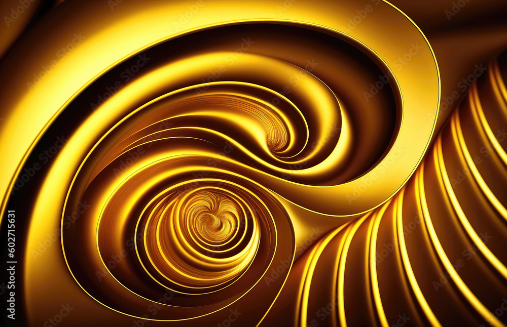 Abstract gold background, fantastic golden metal spiral pattern ...