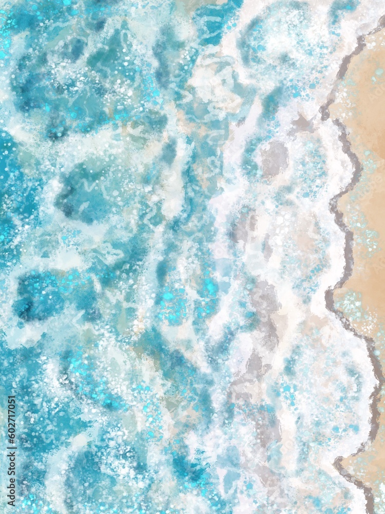 Boho Sea Beach with Waves Print. Abstract Background. Bohemian ...