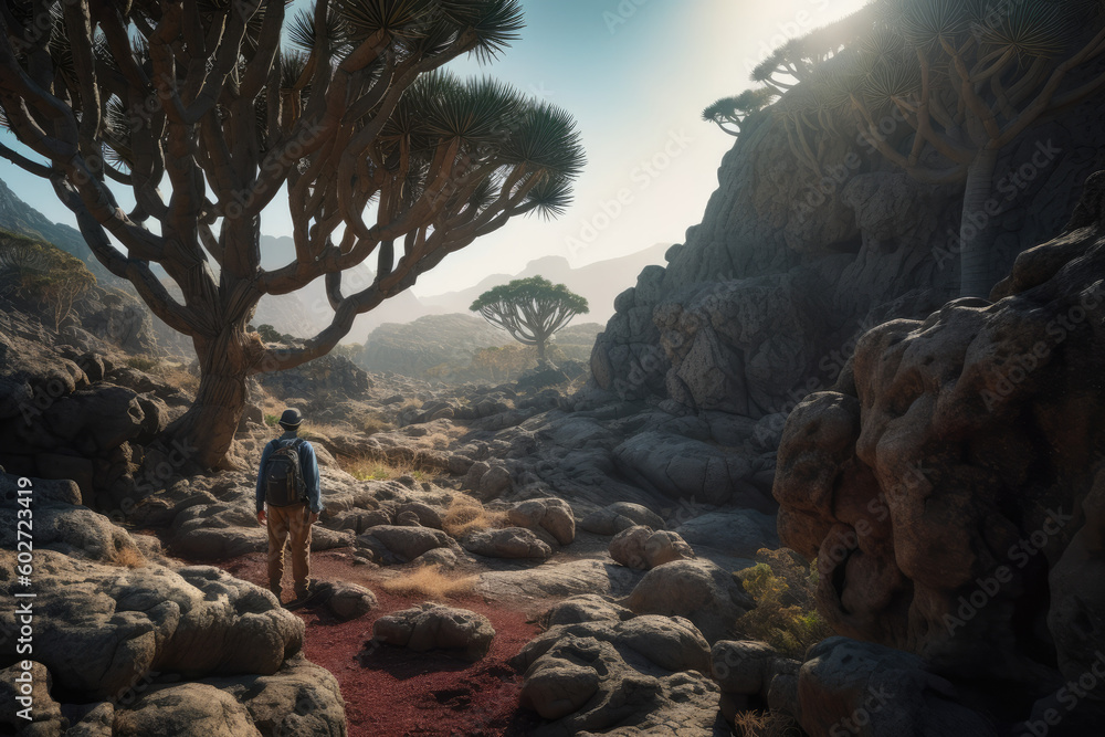 Socotra Island Landscape: Panoramic View of Dragons Blood Trees ...