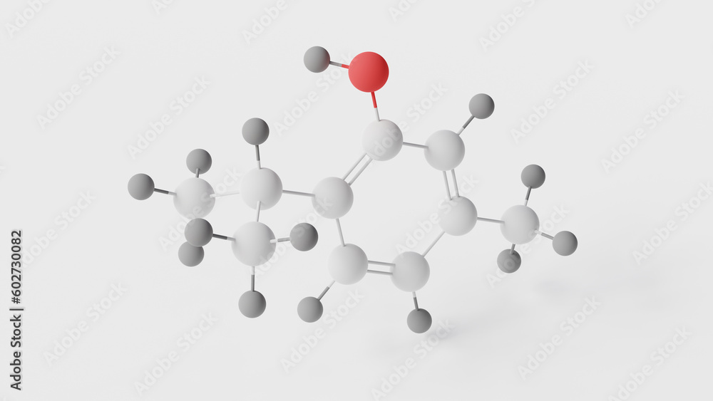thymol molecule 3d, molecular structure, ball and stick model ...
