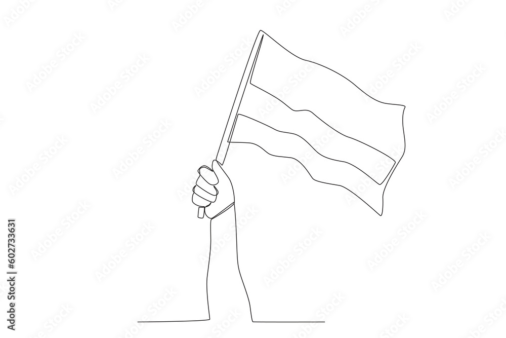 A hand-raising flag on Colombia's independence day. Independencia de ...