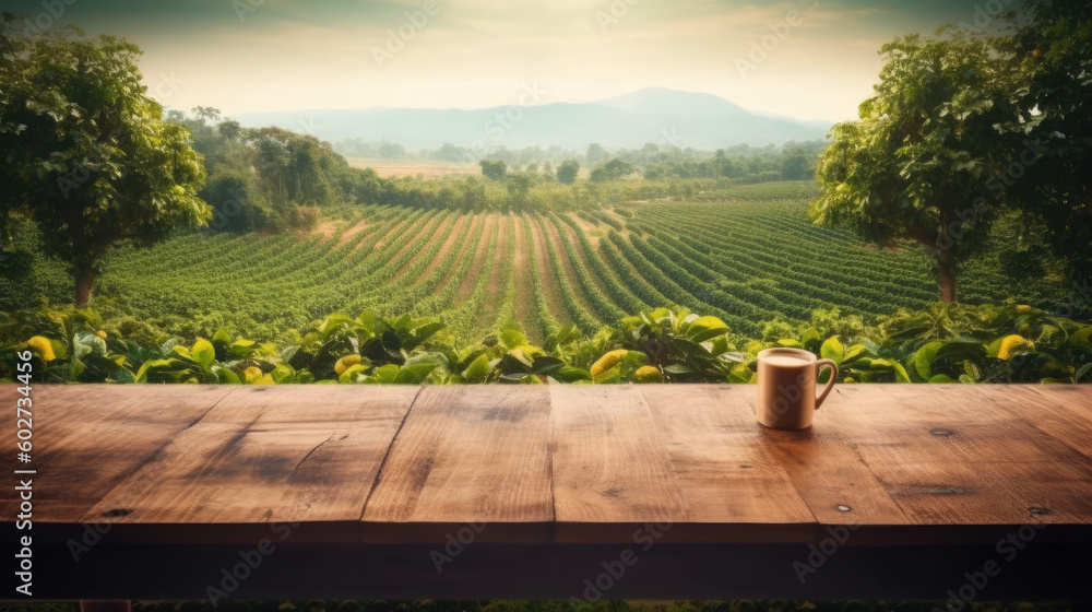 Coffee Oasis. Immerse yourself in the calming ambiance of a wood table ...