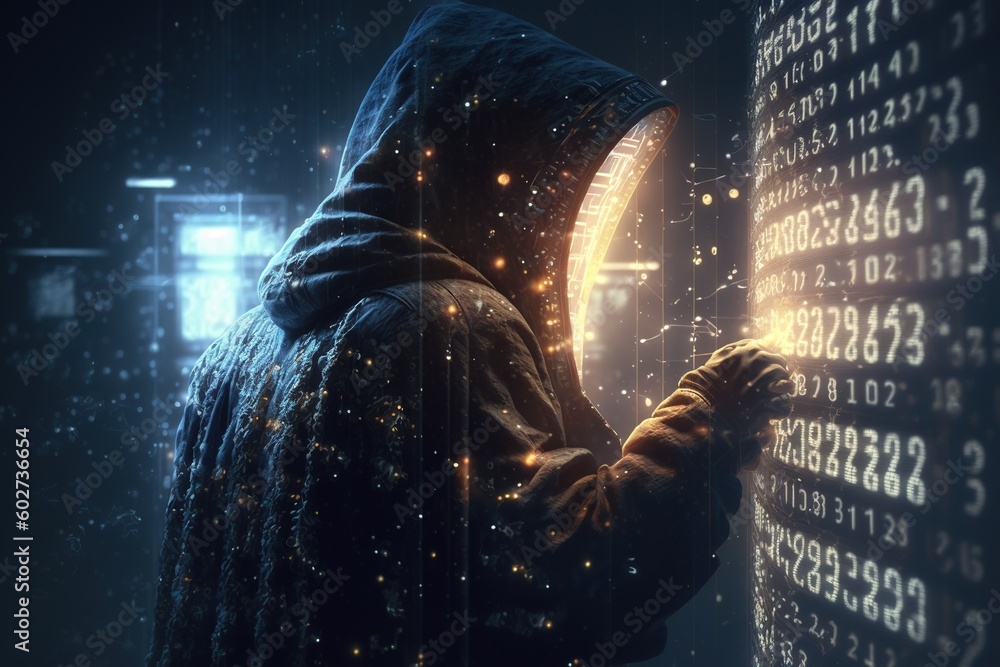 Cybersecurity, computer hacker with hoodie, vulnerability and hacker,coding,malware concept on ...